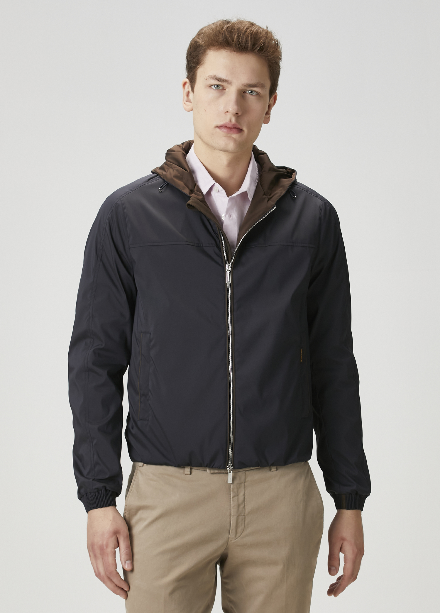 Moorer - Albori Lacivert Kapüşonlu Mont - Lacivert