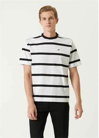 Emporio Armani Erkek Siyah Beyaz Çizgi Desenli Logolu T-shirt S EU Emporio Armani Erkek Siyah Beyaz Çizgi Desenli Logolu T-shirt S EU