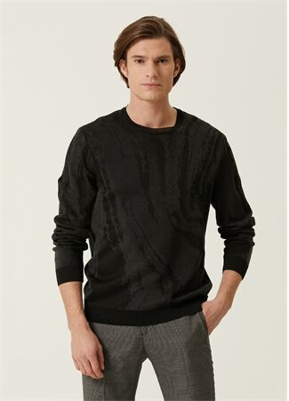 Network Erkek Slim Fit Siyah Yün Kazak XS EU