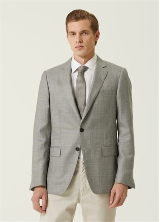 Pal Zileri Erkek Gri Kelebek Yaka Kaşmir Ceket 52 IT