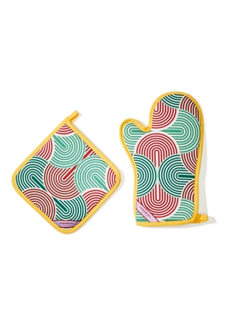 La Doublej Colorblocked Desenli Fırın Eldiven Seti Çok Renkli La Doublej Colorblocked Desenli Fırın Eldiven Seti Çok Renkli