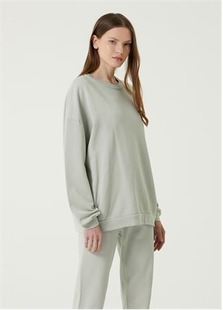 American Vintage Kadın Su Yeşili Bisiklet Yaka Sweatshirt Yeşil M/L EU