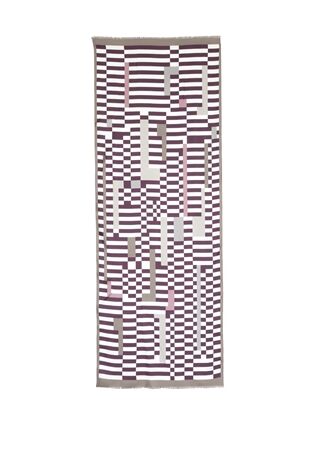 Pal Zileri Erkek Mor Gri Çizgili İpek Atkı Bordo EU