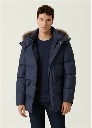 Canali Erkek Mavi Kapüşonlu Yün Puff Parka 56 IT Canali Erkek Mavi Kapüşonlu Yün Puff Parka 56 IT