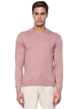 John Varvatos Erkek Slim Fit Pembe Bisiklet Yaka Kaşmir Triko L EU