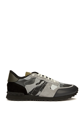 Valentino Garavani Erkek Siyah Gri Kamuflaj Desenli Deri Sneaker 40 EU Valentino Garavani Erkek Siyah Gri Kamuflaj Desenli Deri Sneaker 40 EU