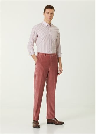 Pal Zileri Erkek Bordo Kemerli Kadife Pantolon 46 IT