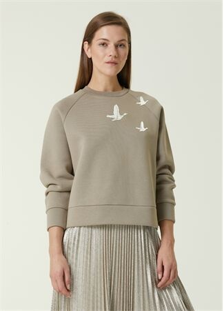 Beymen Club Kadın Bej Bisiklet Yaka Logolu Sweatshirt S