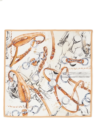 Beymen Kadın Harness Sketch 70x70 cm Twill İpek Eşarp Bej EU Beymen Kadın Harness Sketch 70x70 cm Twill İpek Eşarp Bej EU