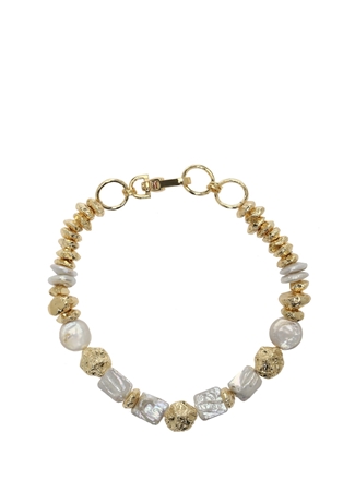 Beymen Collection Kadın Beyaz İnci Detaylı Kolye Altın Rengi EU