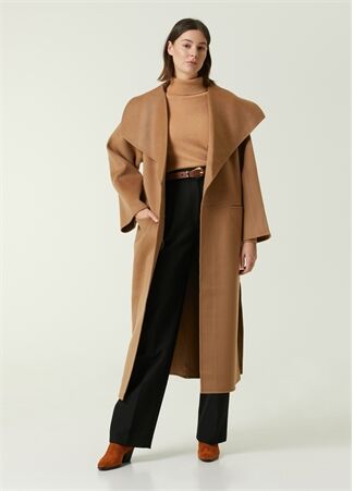 Toteme Kadın Camel Yaka Detaylı Yün Palto Kahverengi S EU