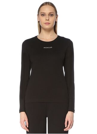 Moncler Kadın Siyah Bisiklet Yaka Uzun Kol T-shirt M EU
