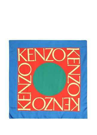 Kenzo Kadın Turuncu Logo Baskılı İpek Eşarp Lacivert EU Kenzo Kadın Turuncu Logo Baskılı İpek Eşarp Lacivert EU
