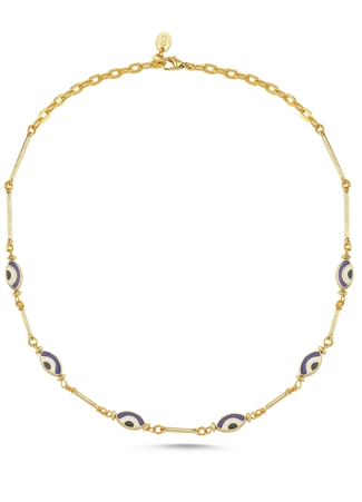 Berrin Özkan Kadın Mavi Nazar Boncuklu Altın Rengi Kaplama Kolye EU Berrin Özkan Kadın Mavi Nazar Boncuklu Altın Rengi Kaplama Kolye EU