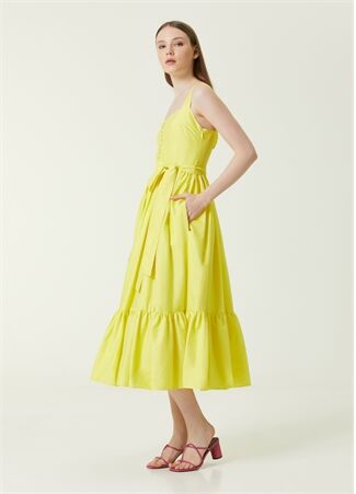 Beymen Club Kadın Sarı Beli Kuşaklı Midi Elbise 42