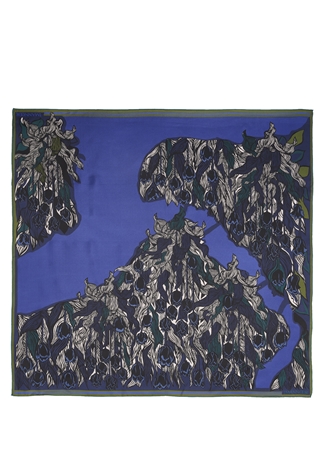 Imannoor Kadın Tulips of Boshorus Desenli 90x90 İpek Eşarp Mavi EU Imannoor Kadın Tulips of Boshorus Desenli 90x90 İpek Eşarp Mavi EU