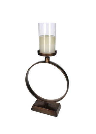 Kersten Bronze Daire Detaylı Mumluk Kahverengi Kersten Bronze Daire Detaylı Mumluk Kahverengi