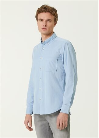 Beymen Club Erkek Slim Fit Mavi Kadife Gömlek S