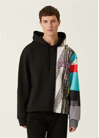 Dolce&Gabbana Erkek Siyah Kapüşonlu Logolu Sweatshirt 46 IT