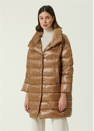 Herno Kadın Oversize Camel Dik Yaka Puff Mont Bej 42 IT Herno Kadın Oversize Camel Dik Yaka Puff Mont Bej 42 IT
