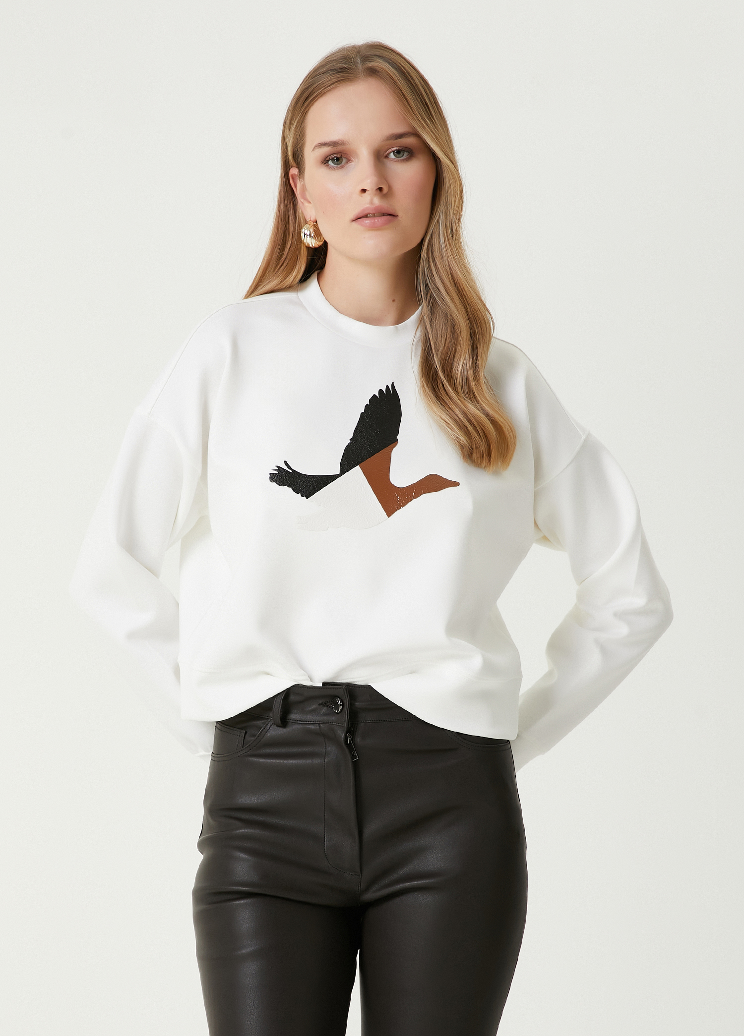 Beymen Club - Ecru Logo Printed Sweatshirt - Ecru