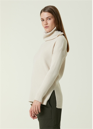 Beymen Club Kadın Bej Balıkçı Yaka Ribli Yün Kazak XS