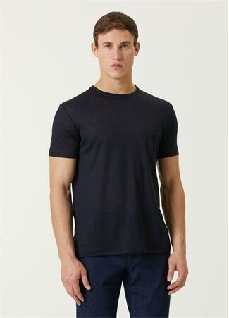 Isaia Erkek Lacivert Yün T-shirt L EU