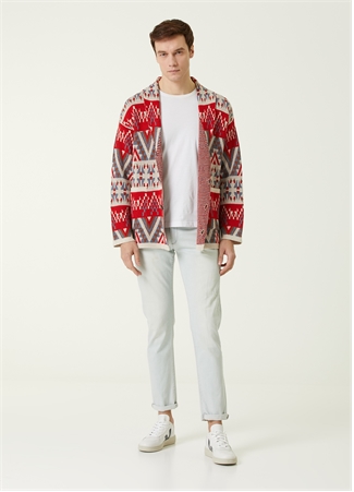 Faraway Erkek Kırmızı Şal Yaka Navajo Desen Jakarlı Triko Hırka Mavi L Eu Faraway Erkek Kırmızı Şal Yaka Navajo Desen Jakarlı Triko Hırka Mavi L Eu