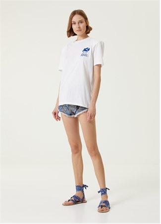 Etro Kadın Beyaz Bisiklet Yaka Logolu T-shirt 42 IT Etro Kadın Beyaz Bisiklet Yaka Logolu T-shirt 42 IT
