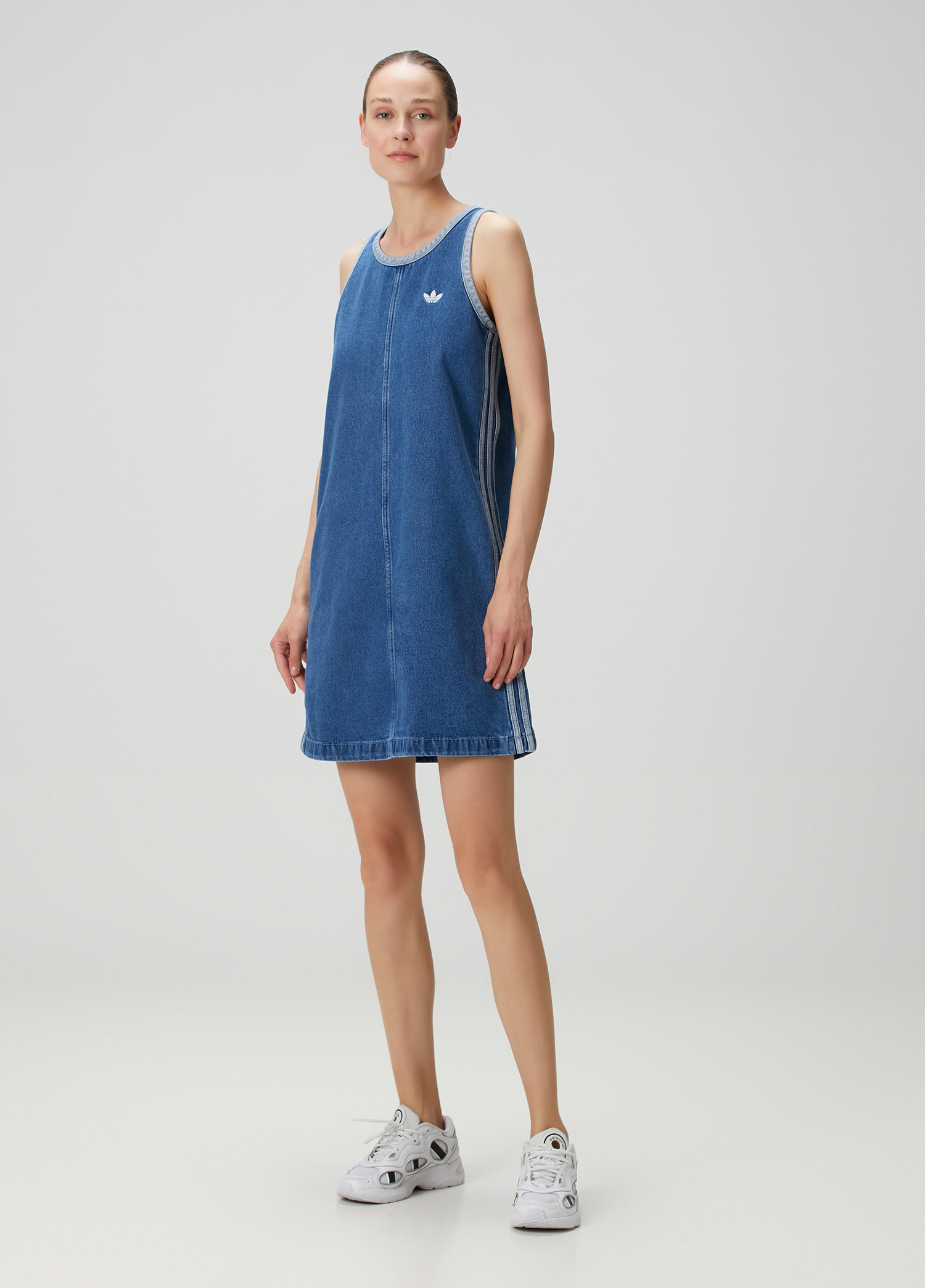 Adidas Mavi Kadın Adicolor 3 Stripes Mavi Denim Elbise 1710122 | Beymen