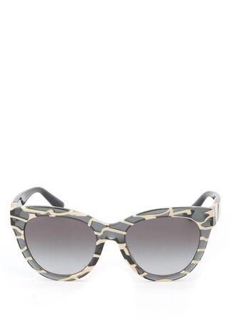 Valentino Kadın Gri Desenli Yuvarlak Formlu Güneş Gözlüğü Siyah 54 EU