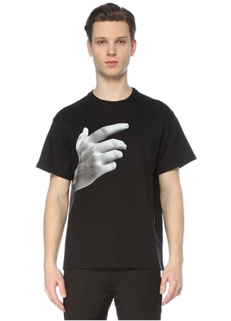 Neil Barrett Erkek Siyah Bisiklet Yaka Baskılı T-shirt S EU