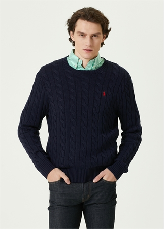 Polo Ralph Lauren Erkek Lacivert Örgü Dokulu Kazak S Eu