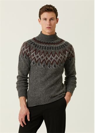 Howlin Erkek Love On The Rocks Gri Etnik Desenli Yün Kazak S EU Howlin Erkek Love On The Rocks Gri Etnik Desenli Yün Kazak S EU