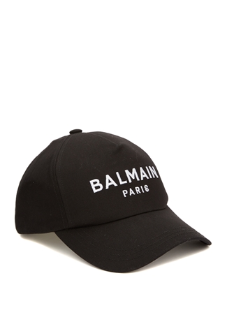 Balmain Erkek Siyah Beyaz Logolu Şapka EU Balmain Erkek Siyah Beyaz Logolu Şapka EU