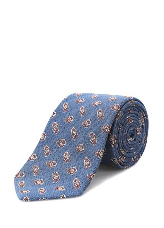 Beymen Club Erkek Mavi Şal Desenli İpek Kravat EU