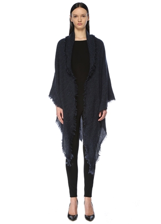 Palzileri Lab Erkek Lacivert İkat Desenli Yün Atkı Eu