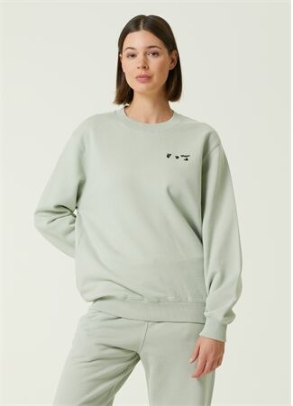 Off-White Kadın Su Yeşili Bisiklet Yaka Sweatshirt Yeşil S EU