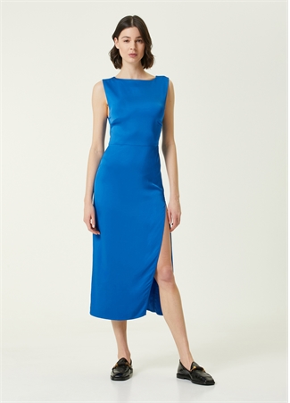 Les Benjamins Kadın Mavi Yırtmaç Detaylı Midi Kolsuz Elbise L Eu Les Benjamins Kadın Mavi Yırtmaç Detaylı Midi Kolsuz Elbise L Eu