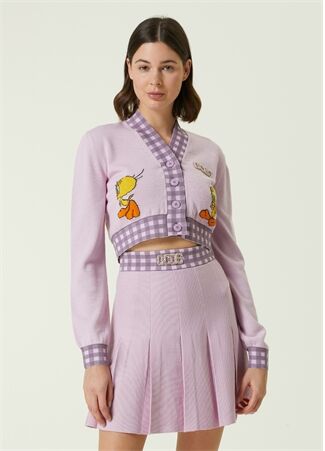 Gcds Kadın Lila Pötikareli Taşlı Logolu Triko Hırka Mor XS EU