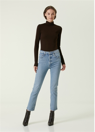 Agolde Kadın Riley Mavi Straight Crop Jean Pantolon 25 US