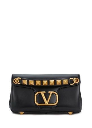 Valentino Garavani Kadın Siyah Gold Logo Detaylı Deri Çanta EU Valentino Garavani Kadın Siyah Gold Logo Detaylı Deri Çanta EU
