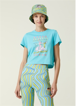 FIORUCCI Kadın Mavi Bisiklet Yaka Logolu T-shirt XS EU FIORUCCI Kadın Mavi Bisiklet Yaka Logolu T-shirt XS EU