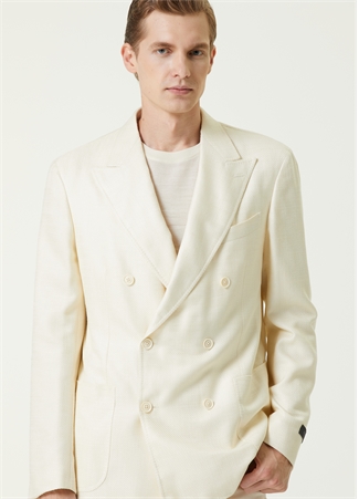 Pal Zileri Erkek Beyaz Kruvaze İpek Ceket 52 IT