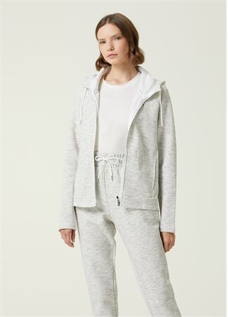 Puma Kadın Evostripe Gri Kapüşonlu Sweatshirt Beyaz S EU