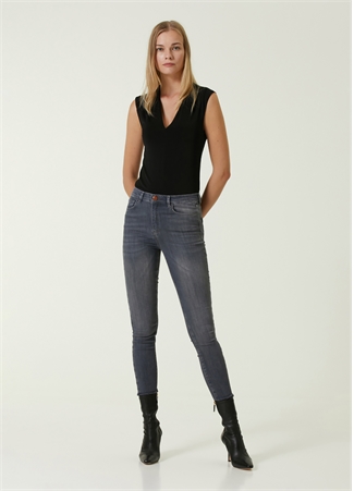 Beymen Collection Kadın Mavi Yüksek Bel Dar Paça Jean Pantolon 42