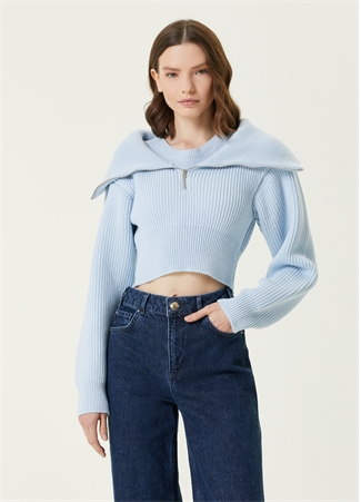 Jacquemus Kadın Mavi Yaka Detaylı Fermuarlı Yün Kazak 34 Fr Jacquemus Kadın Mavi Yaka Detaylı Fermuarlı Yün Kazak 34 Fr