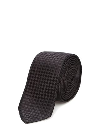 Pal Zileri Erkek Siyah Geometrik Desenli İpek Kravat EU