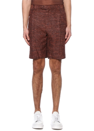 Pal Zileri Erkek Kiremit Desenli Pilili İpek Bermuda Turuncu 48 IT