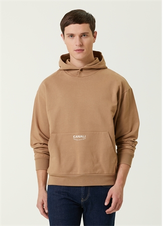 Canali X 8on8 Erkek Kamel Kapüşonlu Logolu Sweatshirt Kahverengi 46 IT Canali X 8on8 Erkek Kamel Kapüşonlu Logolu Sweatshirt Kahverengi 46 IT